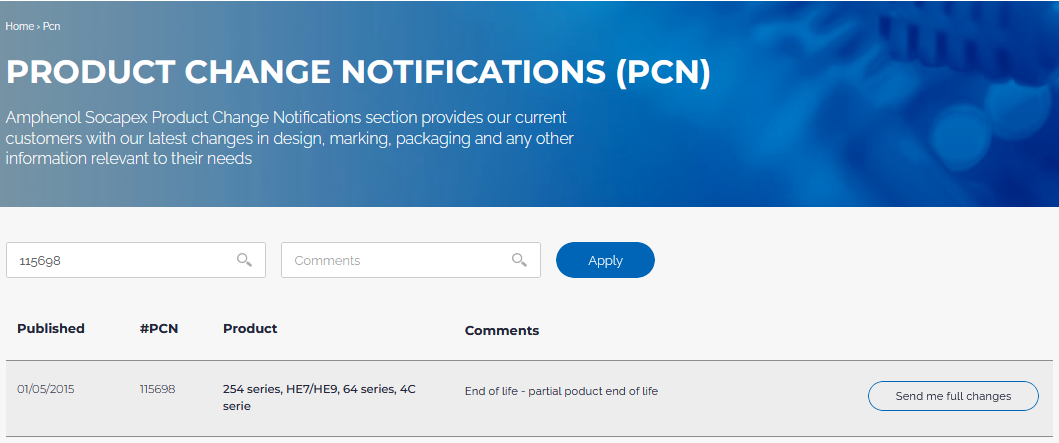 Find a product change notification (PCN) – Help Center